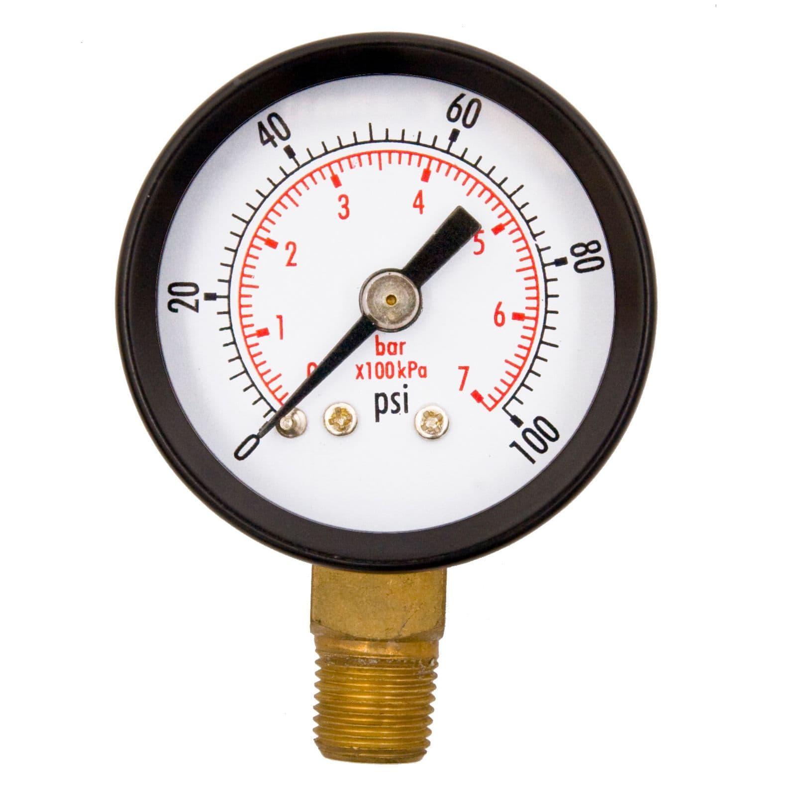 Large Pressure Gauge 1-1/2" Pressure Gauge - 200 PSI, Chrome Steel Case ...