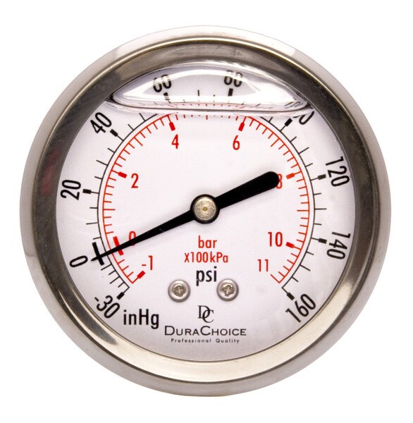 Center Back Mount Oil-Filled Vacuum Gauge