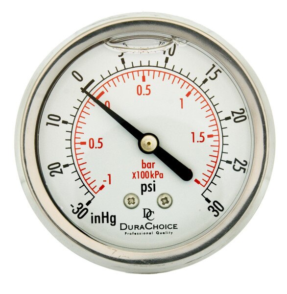 Center Back Mount Oil-Filled Vacuum Gauge