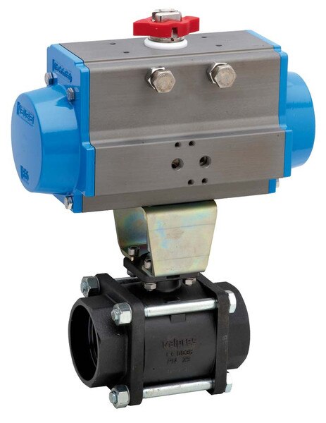 Double Acting Pneumatic Actuator w/3-Piece Carbon Steel Full Port Ball ...