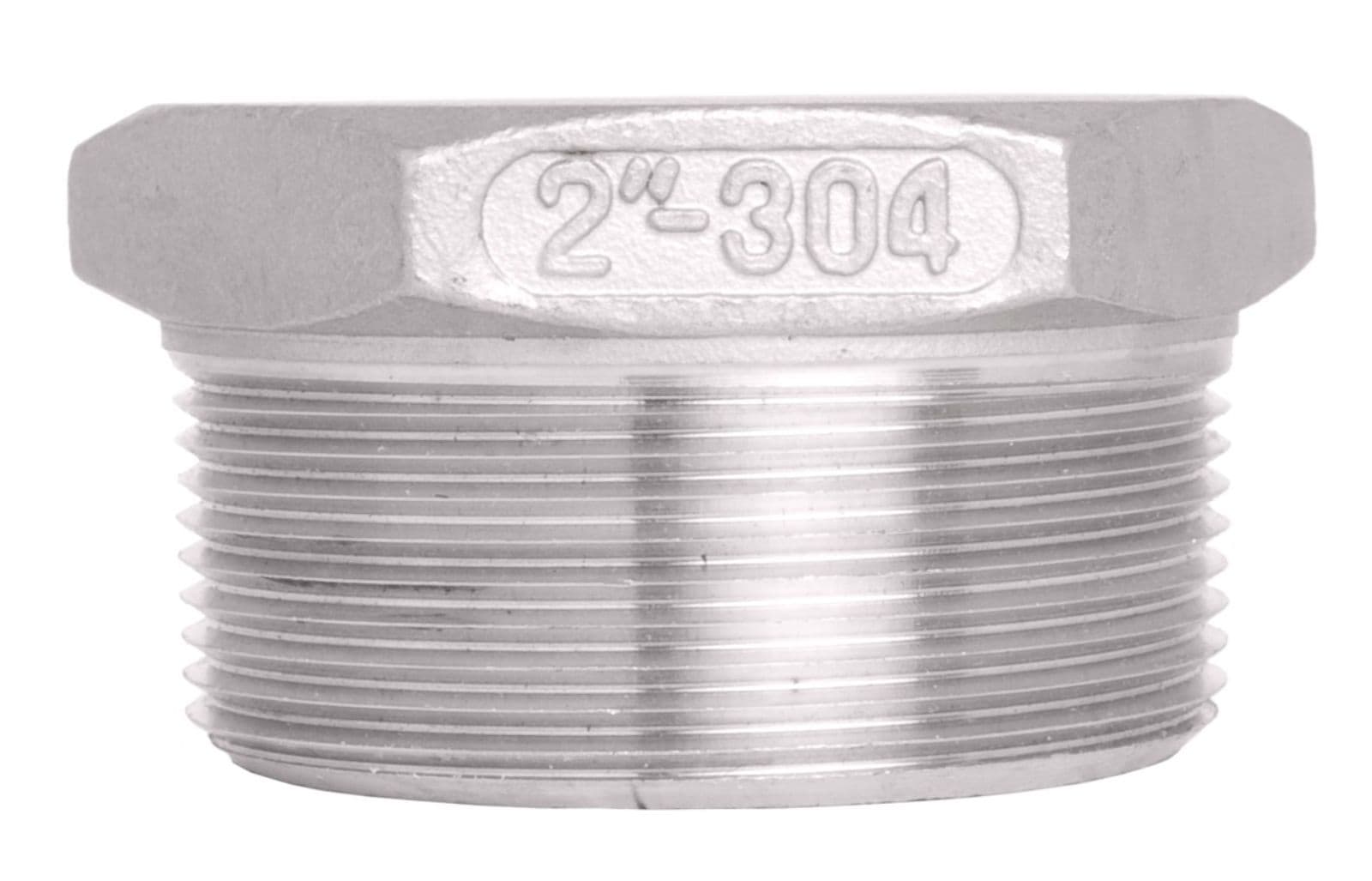 Hex Plug Fitting with Male x Closed End, available in SS304 and SS316.